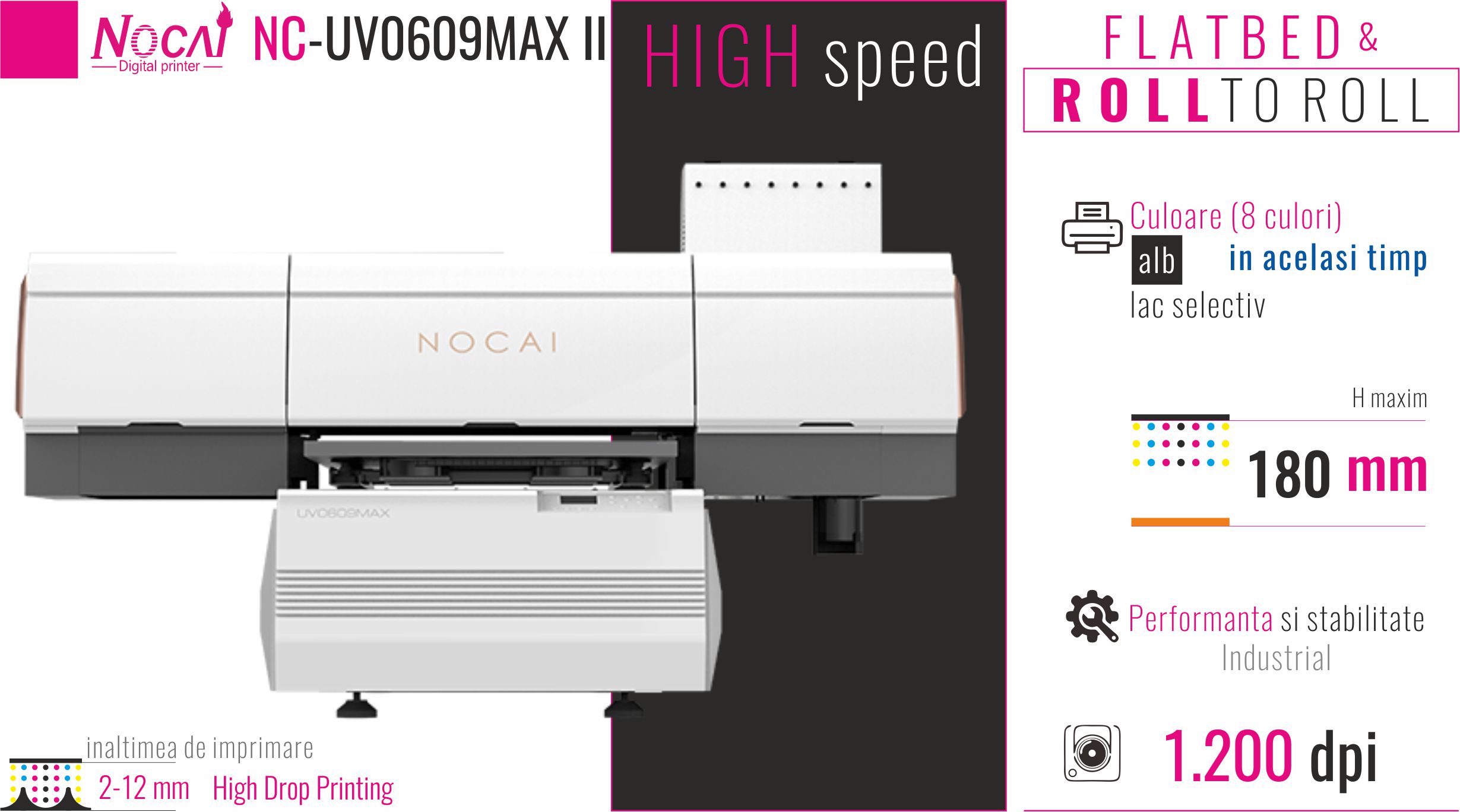 NOCAI NC-UV0906MAX II - imprimare UV la 1.200 dpi real fotografic si 8 mp pe ora